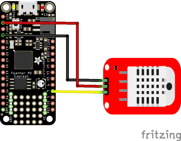 Adafruit Feather M0 and AM2302 humidity & temperature sensor circuitpython example