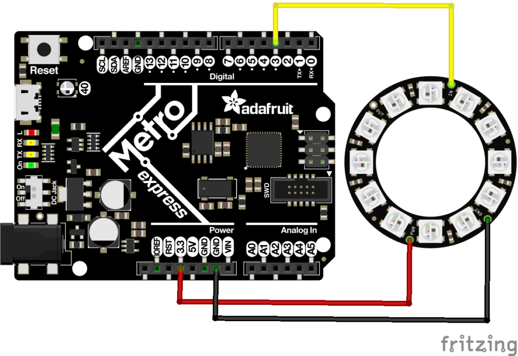 WS2812 RGB led ring example using circuitpython